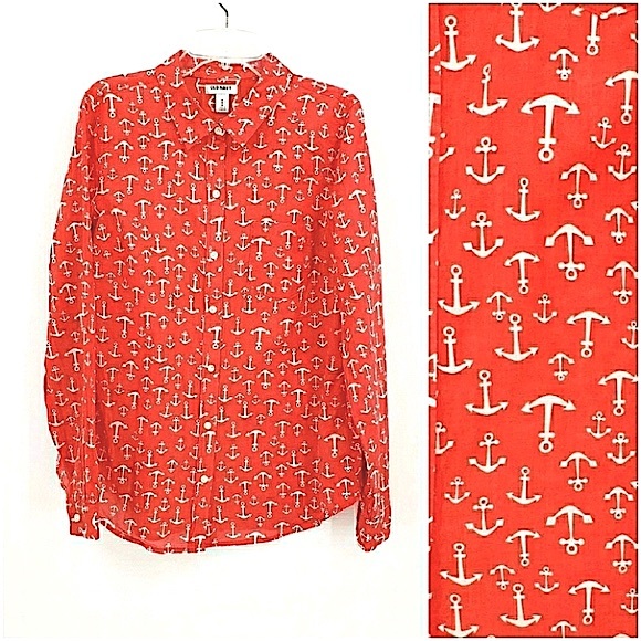 Old Navy | Tops | Anchor Button Up Blouse | Poshmark